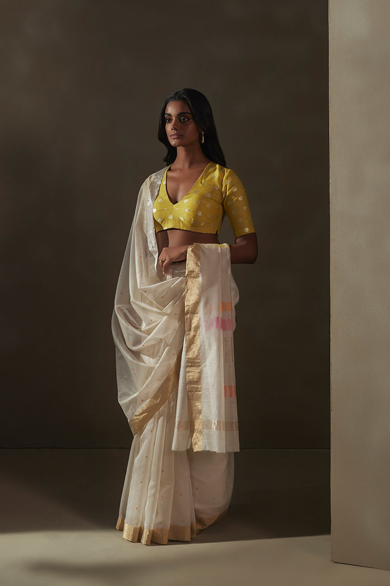 Offwhite Chanderi Jaamdani Sari – Raisons
